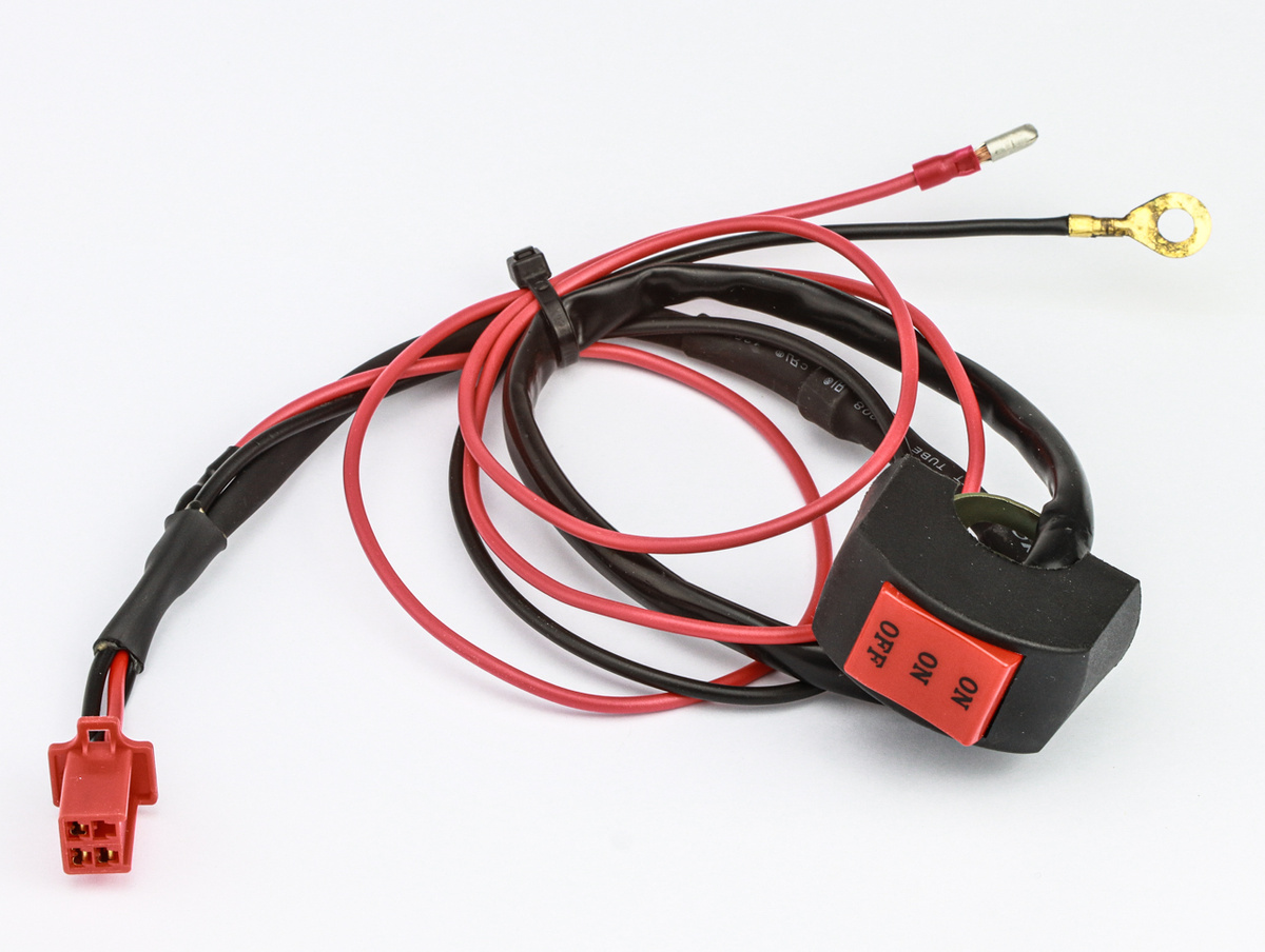 Complete harness with three-position Off/low/hi switch on the handlebar ...